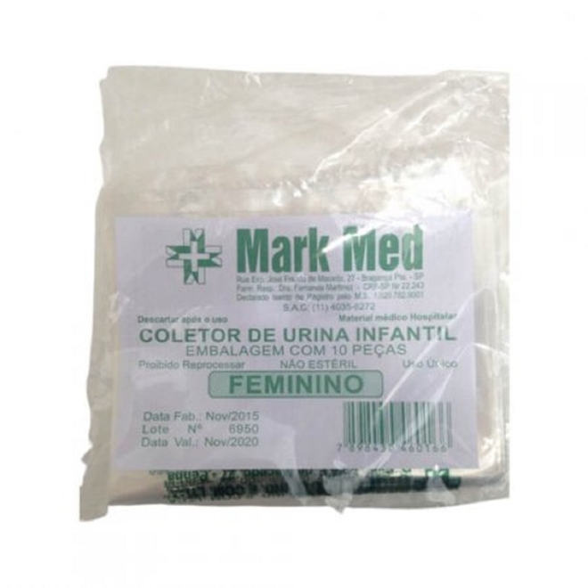 Coletor de Urina Infantil Feminino 100ml Mark Med - 10 Unidades ...