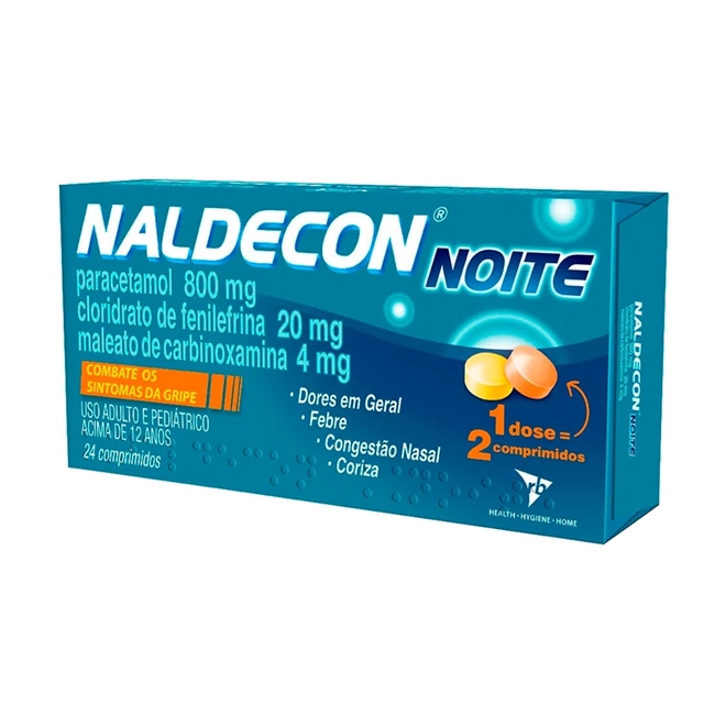 Naldecon Noite Paracetamol 800mg + Cloridrato Fenillefrina 20mg ...
